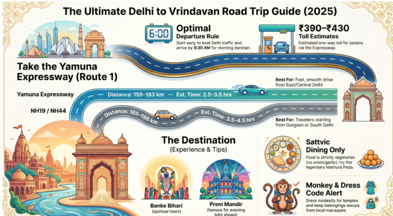 Delhi to Vrindavan Distance – Best Ways to Reach (2026)